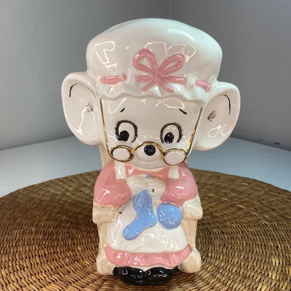 Vintage | Accents | Vintage 98s Cute Mouse In Rocking Chair Piggy Bank ...